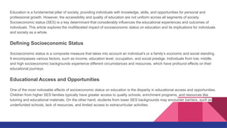 Comprehensive Fundamentals: The Impact of Socioeconomic Status on ...