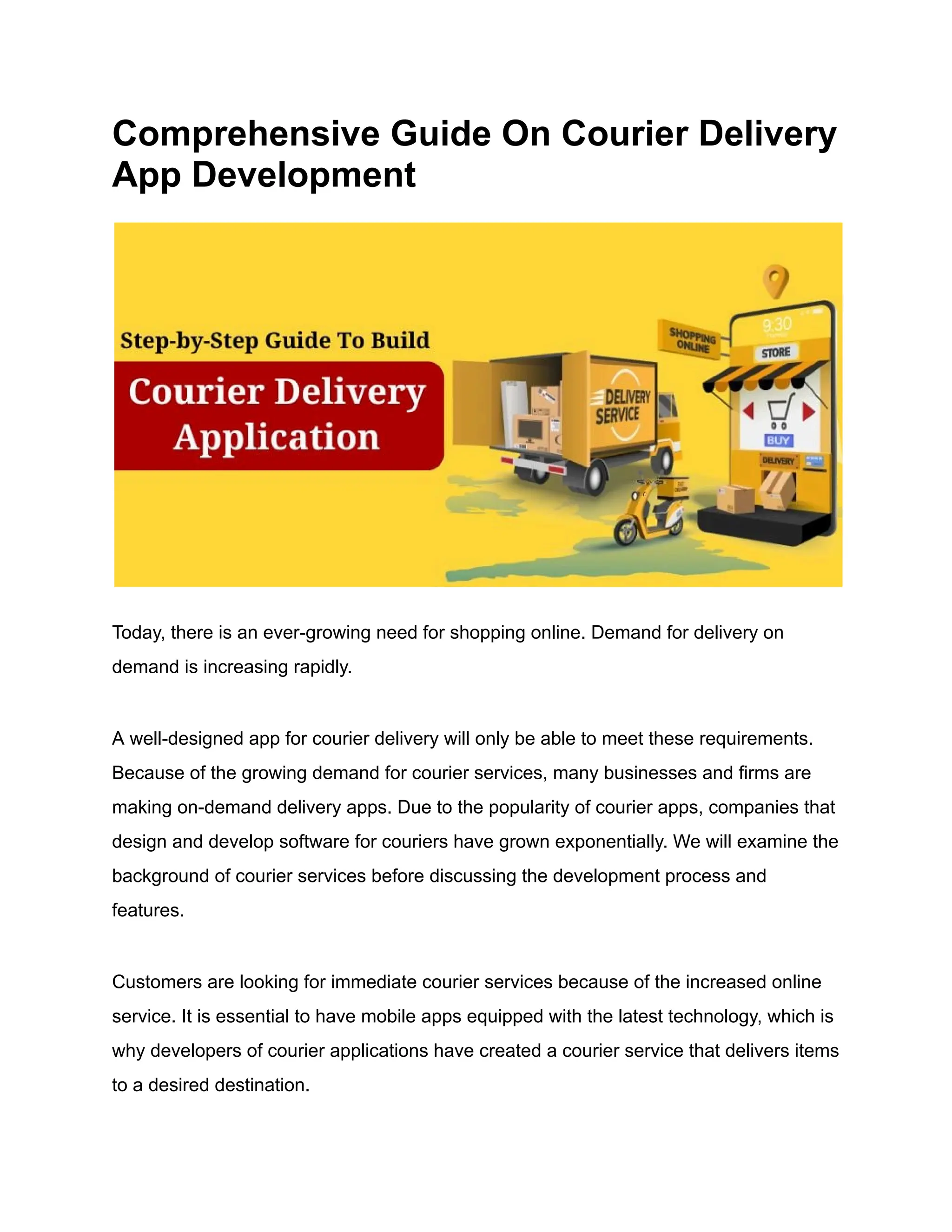 Comprehensive Guide On Courier Delivery App Development.pdf | Computer Software and Applications ...