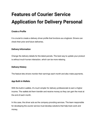 Comprehensive Guide On Courier Delivery App Development.pdf | Computer Software and Applications ...