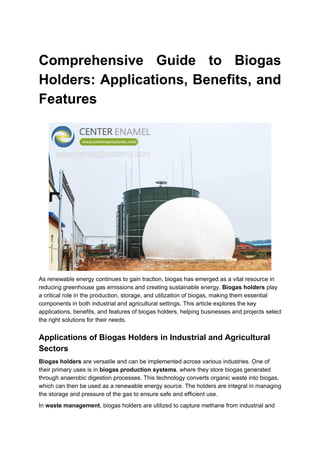 Comprehensive Guide to Biogas Holders_ Applications, Benefits, and ...