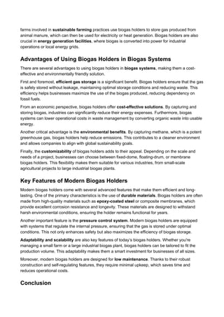 Comprehensive Guide to Biogas Holders_ Applications, Benefits, and ...