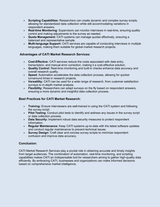 CATI Market Research: A Complete Guide | DOCX | Business | Business and Finance