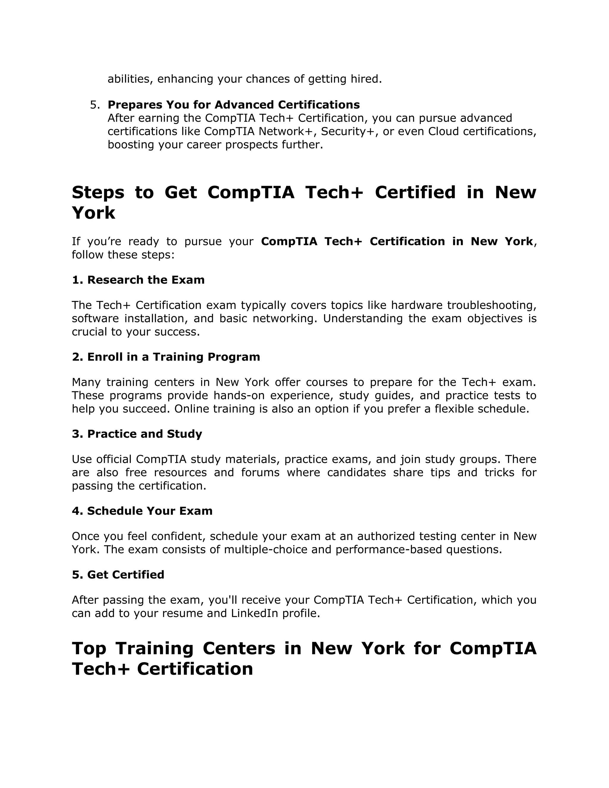 Comprehensive Guide to CompTIA Tech+ Certification in New York.docx