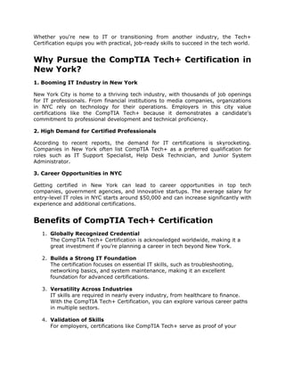 Comprehensive Guide to CompTIA Tech+ Certification in New York.docx