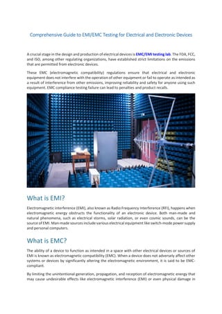 Comprehensive Guide to EMI EMC Testing for Electrical and Electronic ...