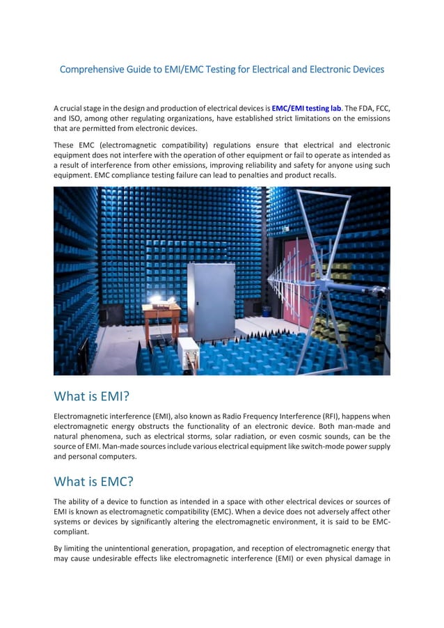 Comprehensive Guide to EMI EMC Testing for Electrical and Electronic ...