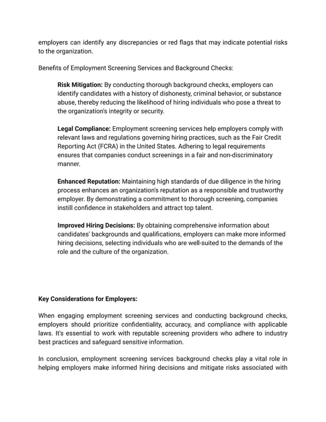 Comprehensive Guide to Employment Screening Services and Background ...