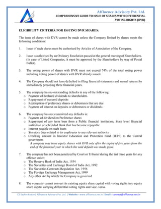 COMPREHENSIVE GUIDE TO ISSUE OF SHARES WITH DIFFERENTIAL VOTING RIGHTS ...