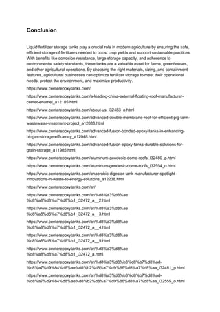 Comprehensive Guide to Liquid Fertilizer Storage Tanks_ Benefits ...