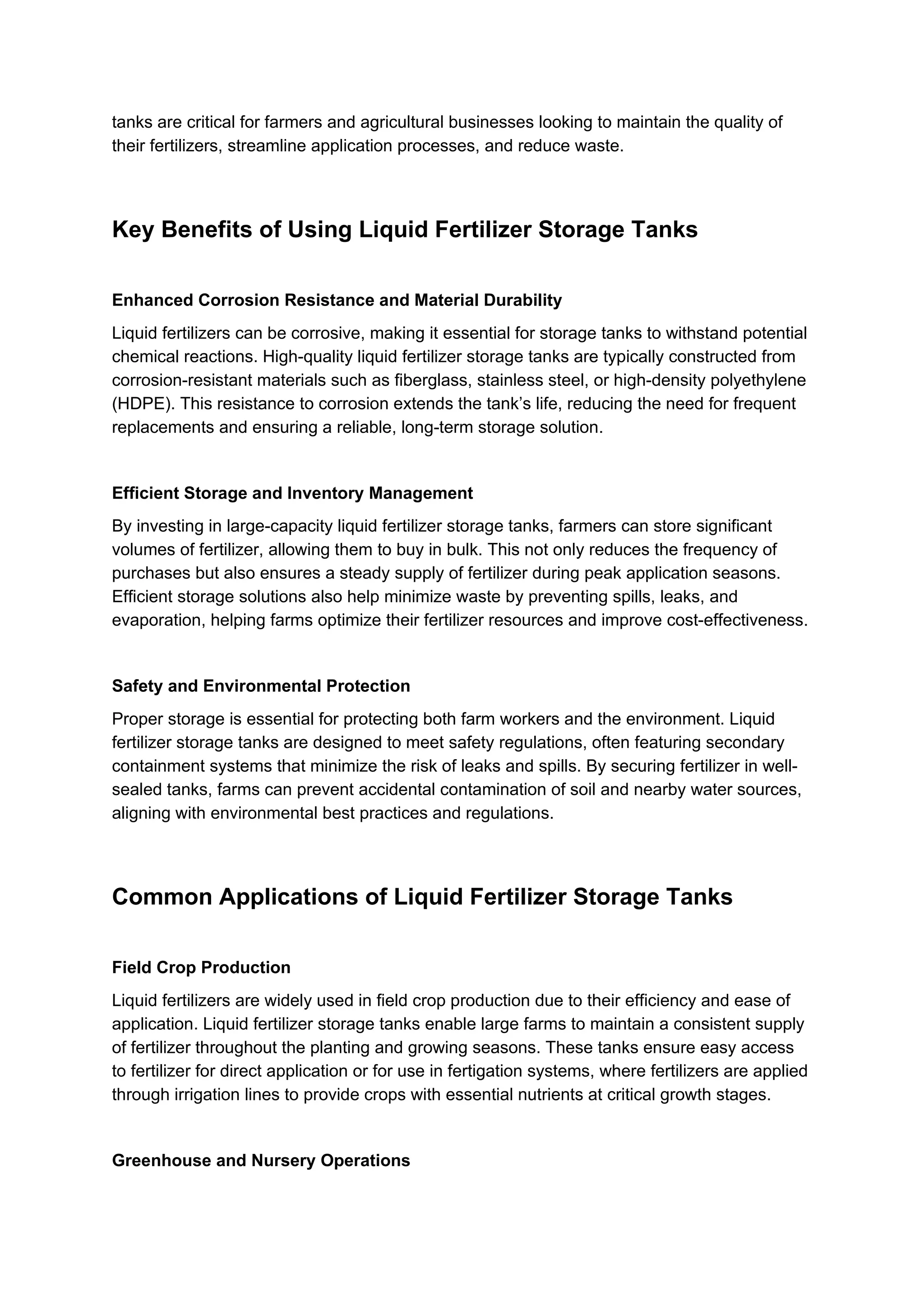 Comprehensive Guide to Liquid Fertilizer Storage Tanks_ Benefits ...