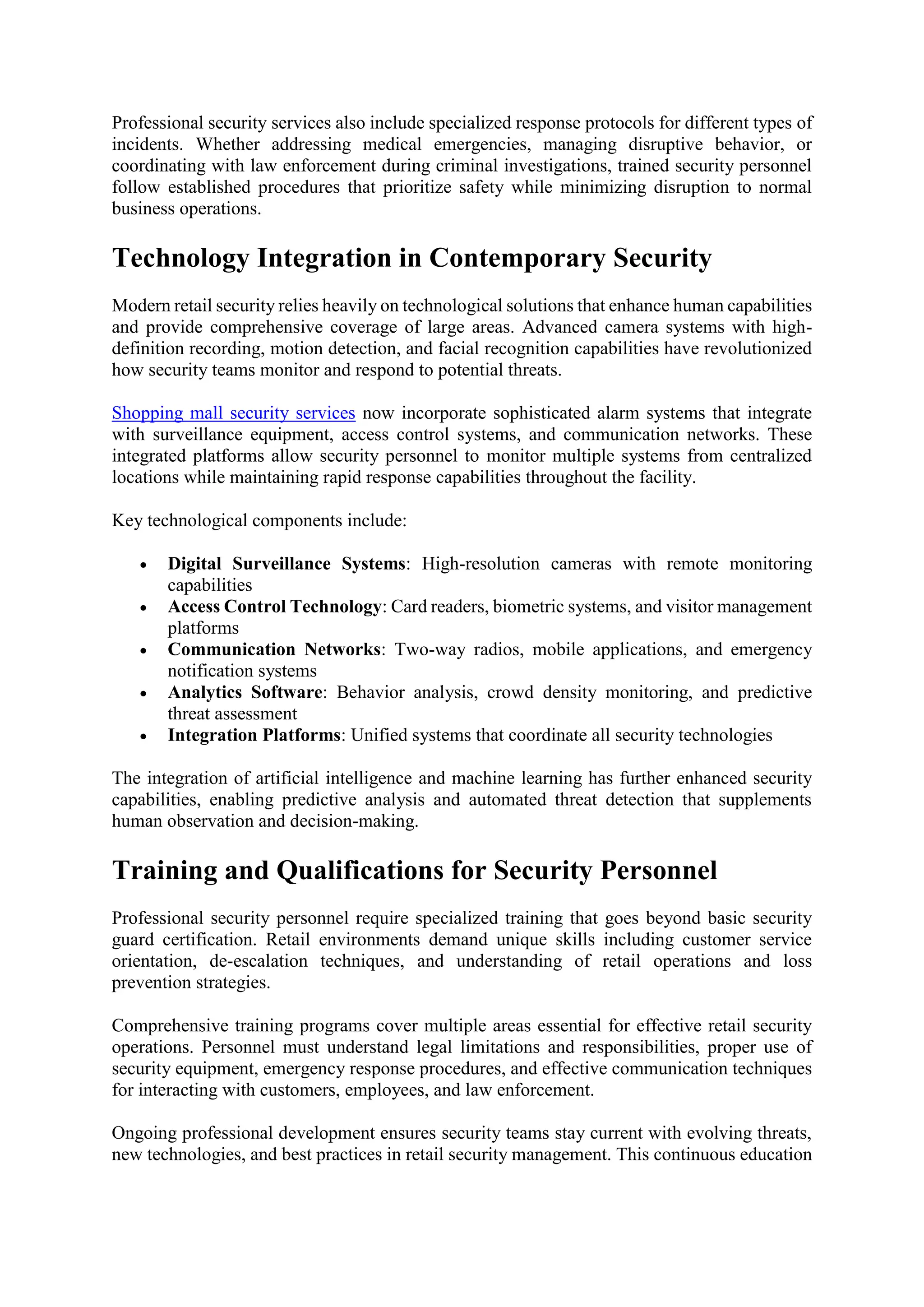 Comprehensive Guide to Professional Mall Security | PDF