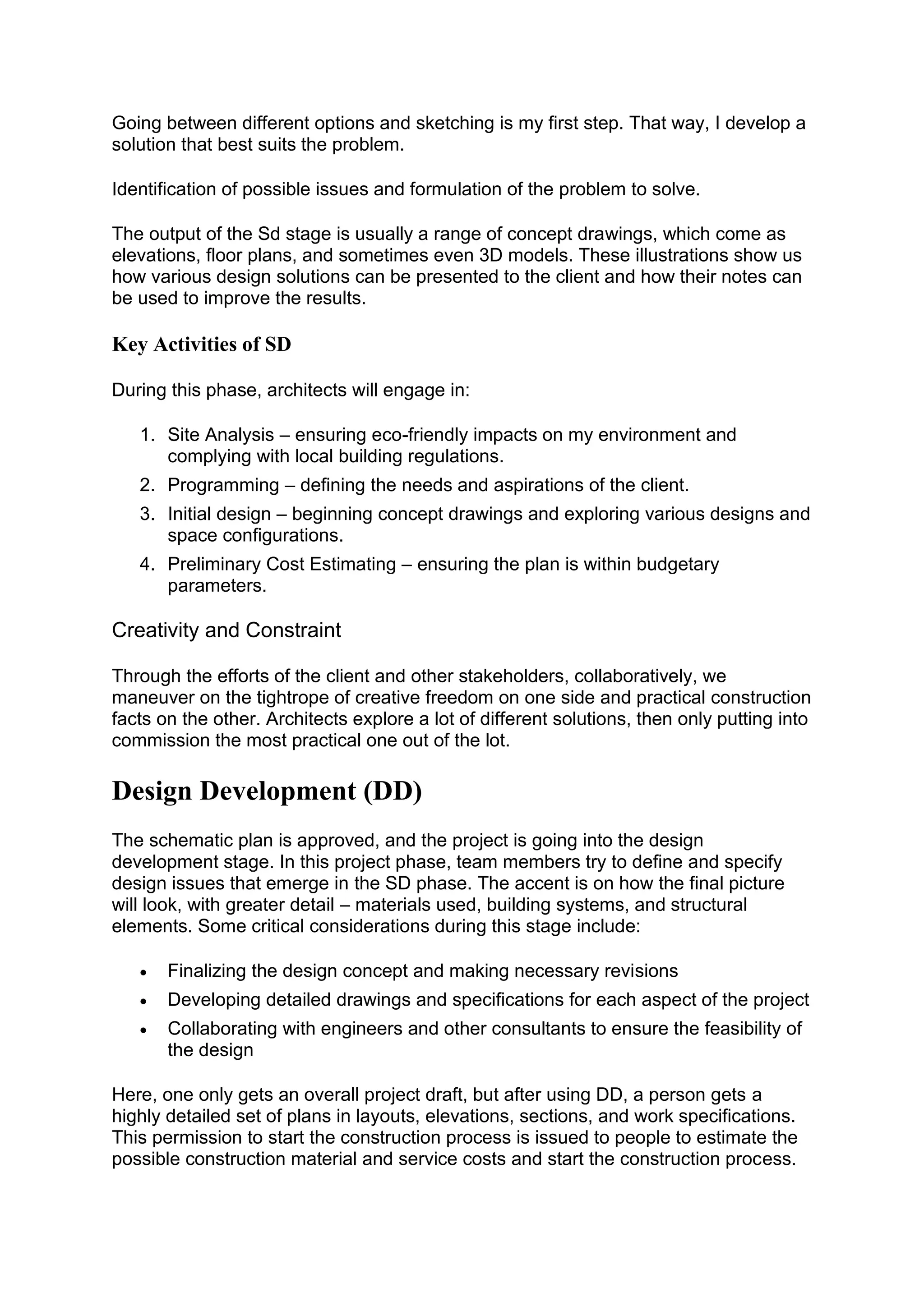 Comprehensive Guide to SD, DD, CD in Construction Projects | PDF
