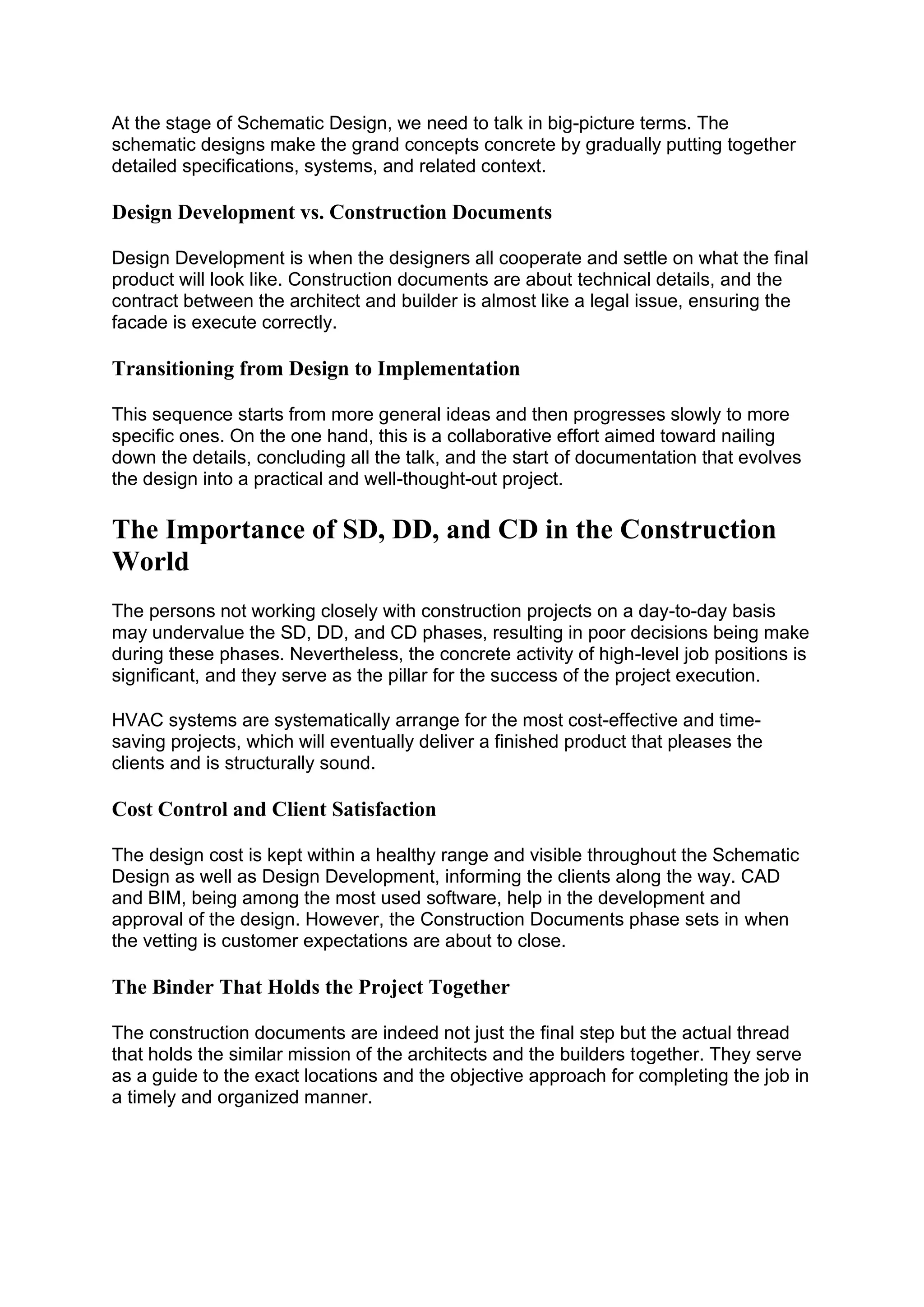 Comprehensive Guide to SD, DD, CD in Construction Projects | PDF