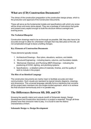 Comprehensive Guide to SD, DD, CD in Construction Projects | PDF