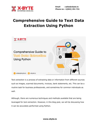 Comprehensive Guide to Text Data Extraction Using Python.pdf | Photo Editing Software | Computer ...