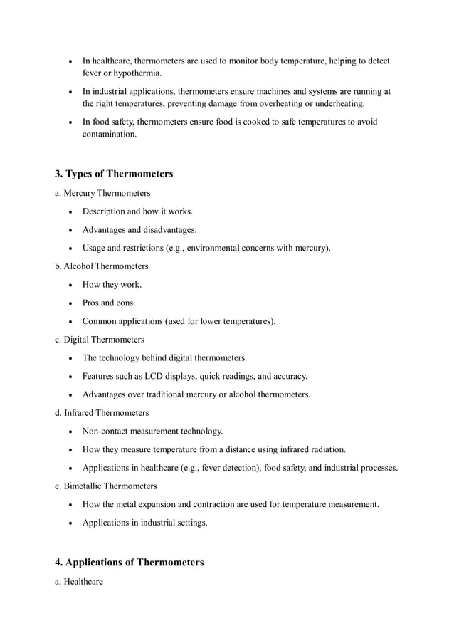 Comprehensive Guide to Thermometers: Types, Uses, and Technologies | PDF