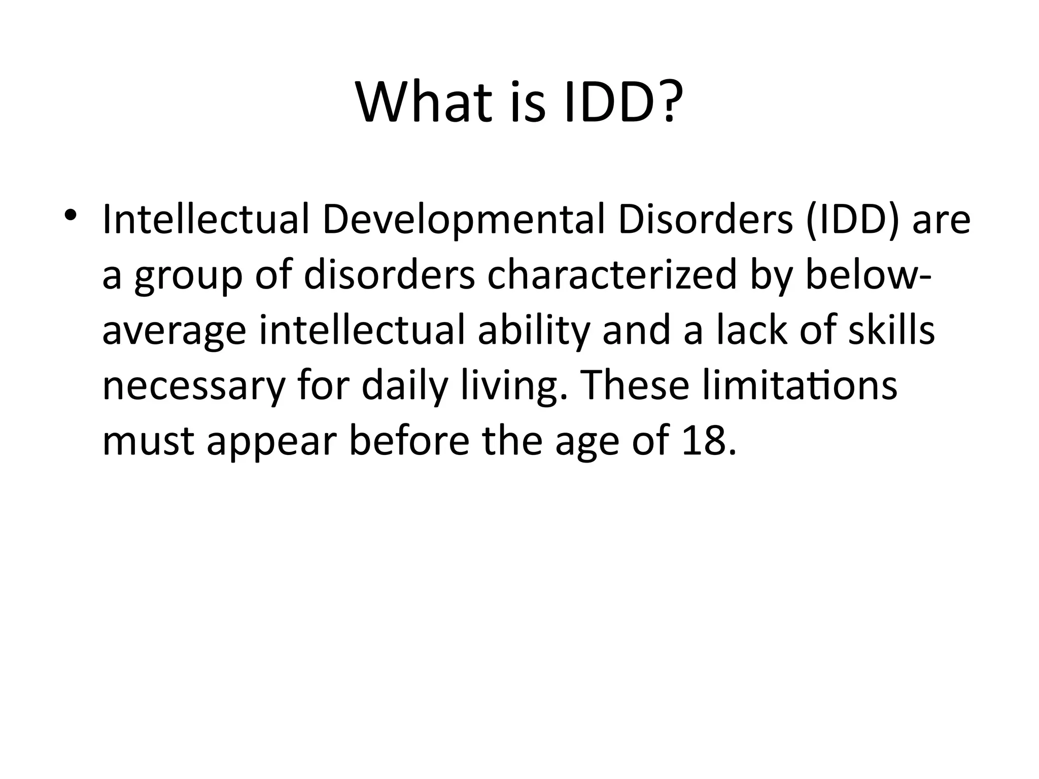 intellectual developmental disorder Presentation | PPTX