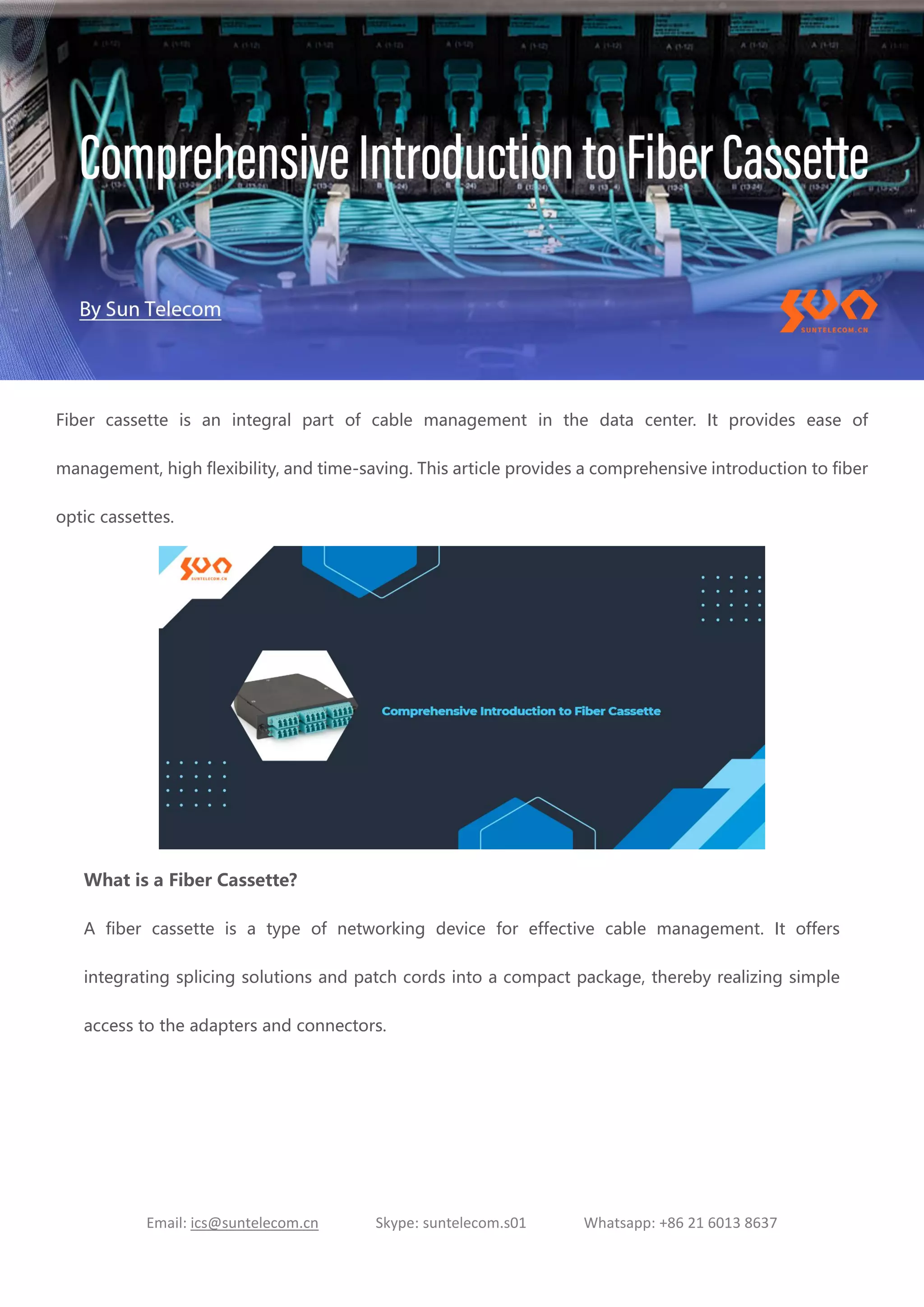 Comprehensive Introduction to Fiber Cassette | PDF