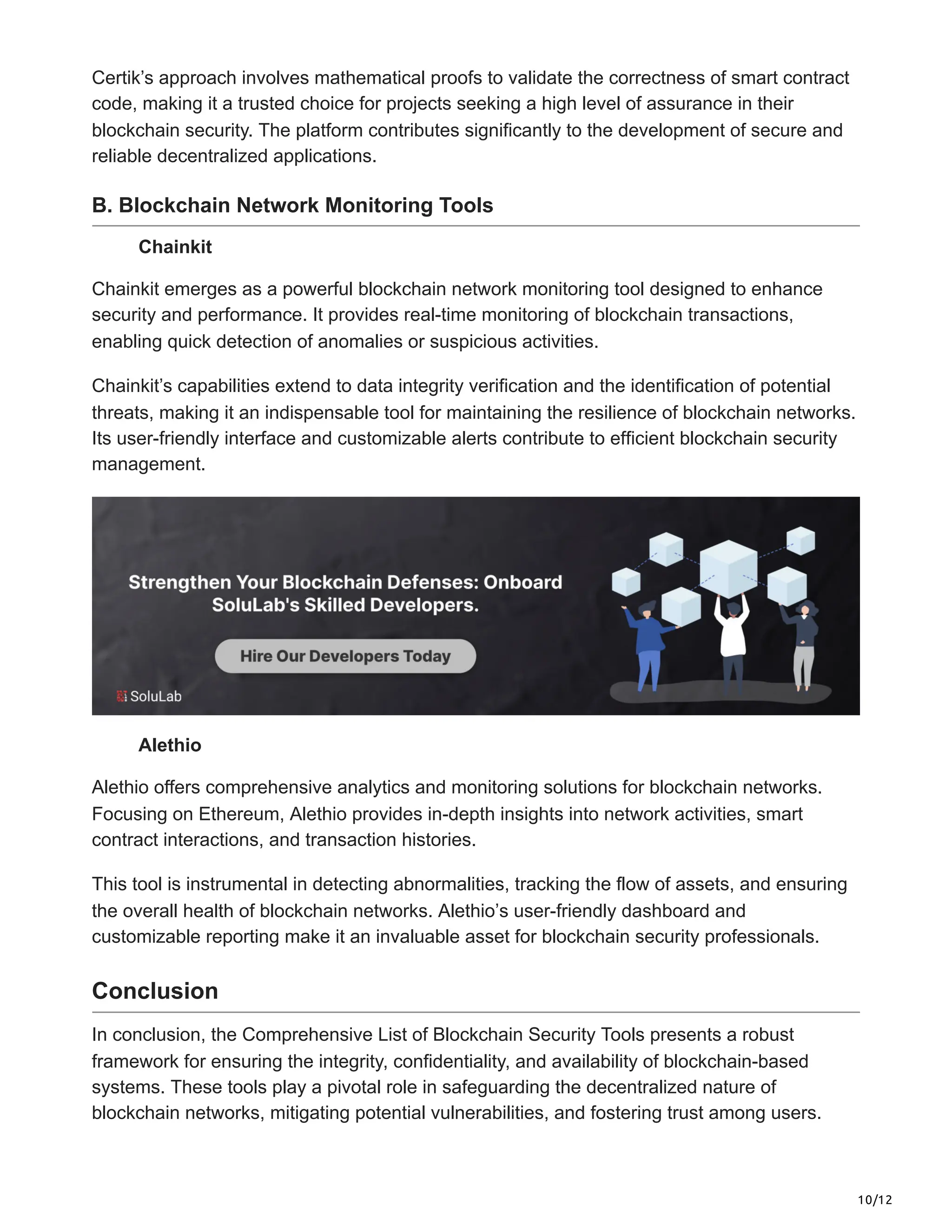 Comprehensive List Of Blockchain Security Tools Pdf Information And Network Security Computing