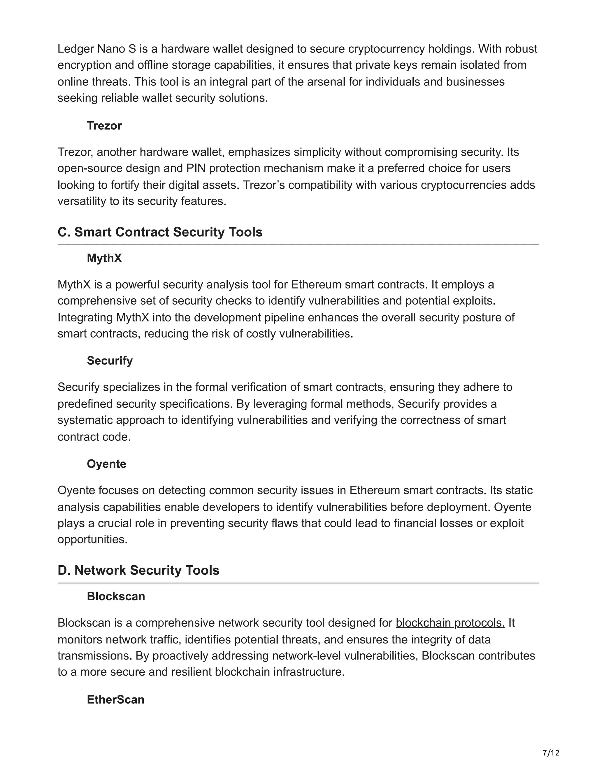 Comprehensive List Of Blockchain Security Tools | PDF
