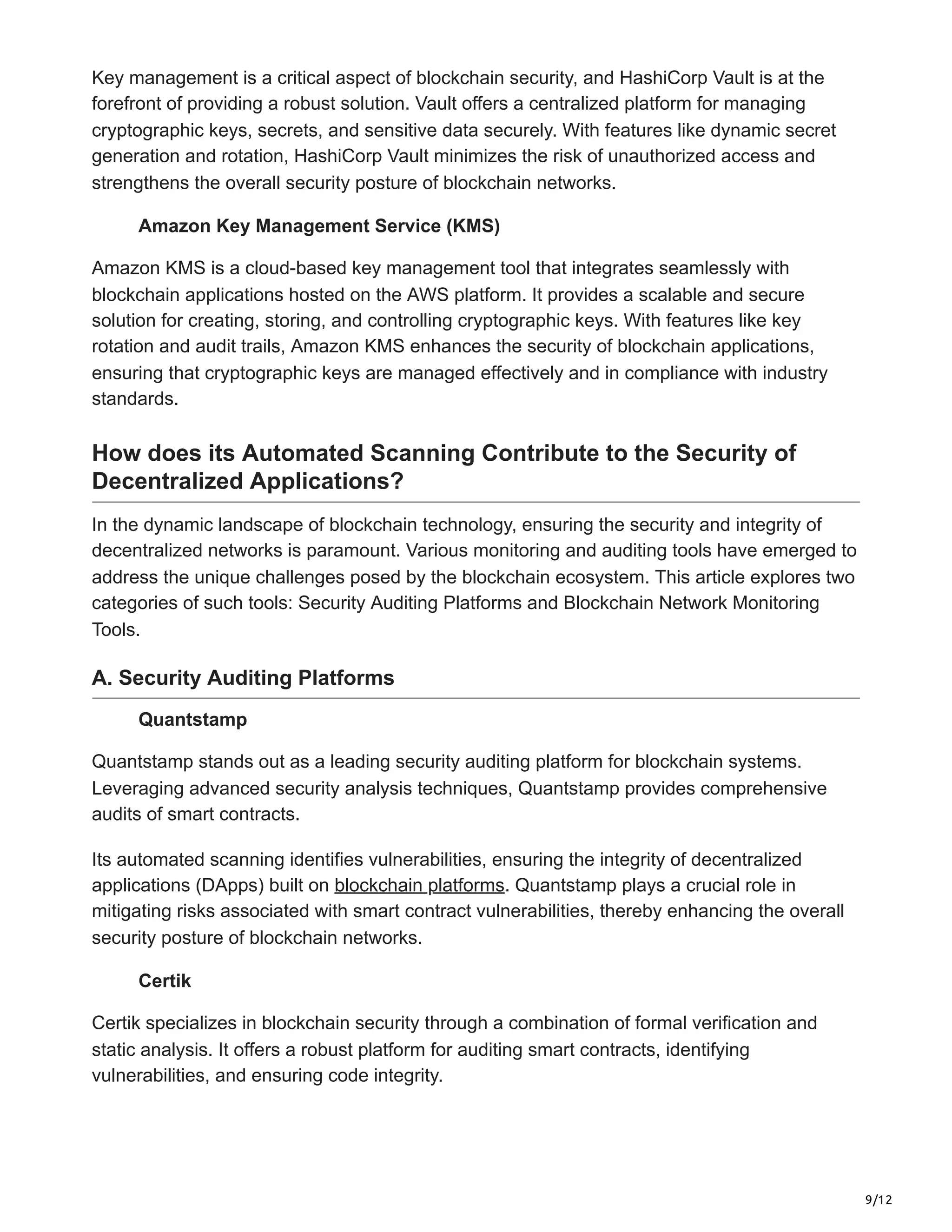 Comprehensive List Of Blockchain Security Tools | PDF