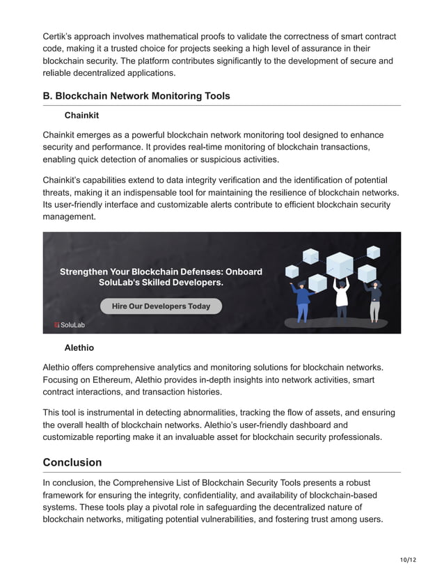 Comprehensive List Of Blockchain Security Tools | PDF