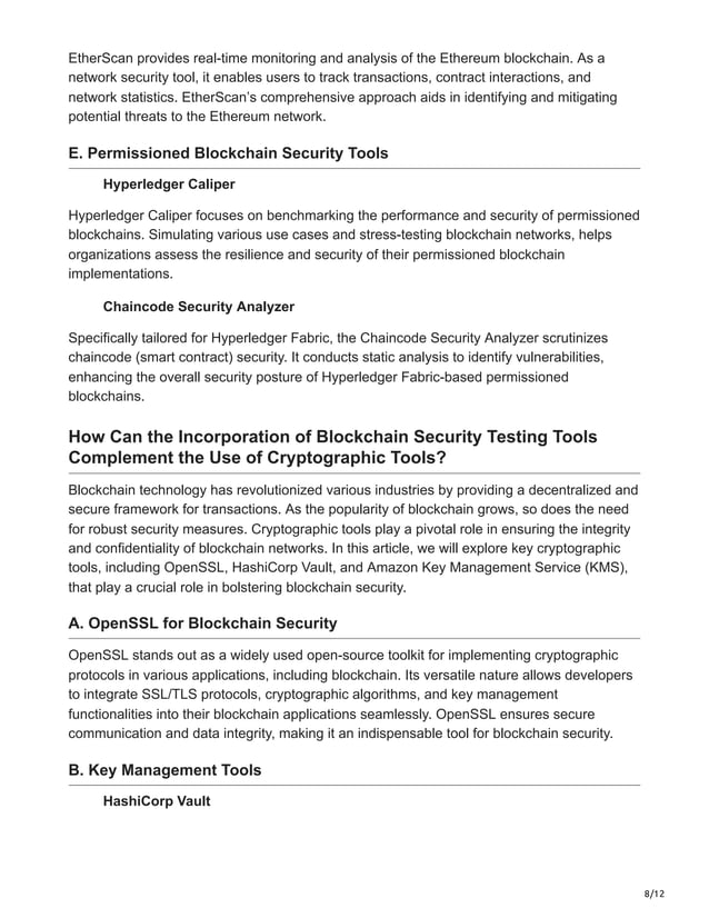 Comprehensive List Of Blockchain Security Tools | PDF