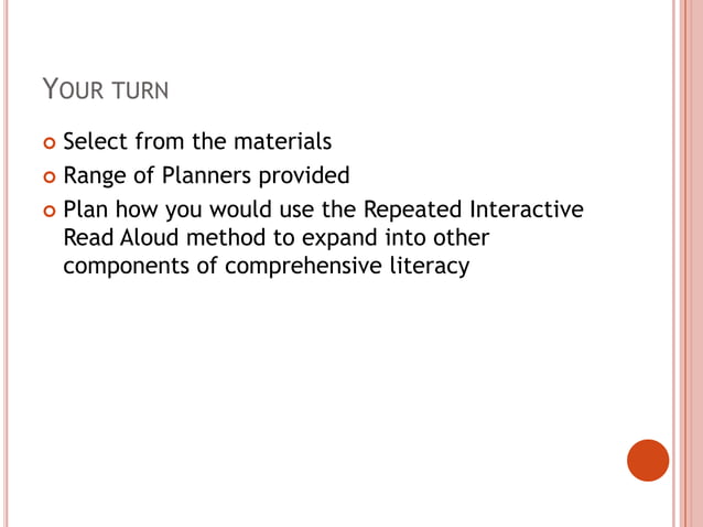 Comprehensive Literacy In Kindergarten - Interactive Read Aloud | PPTX