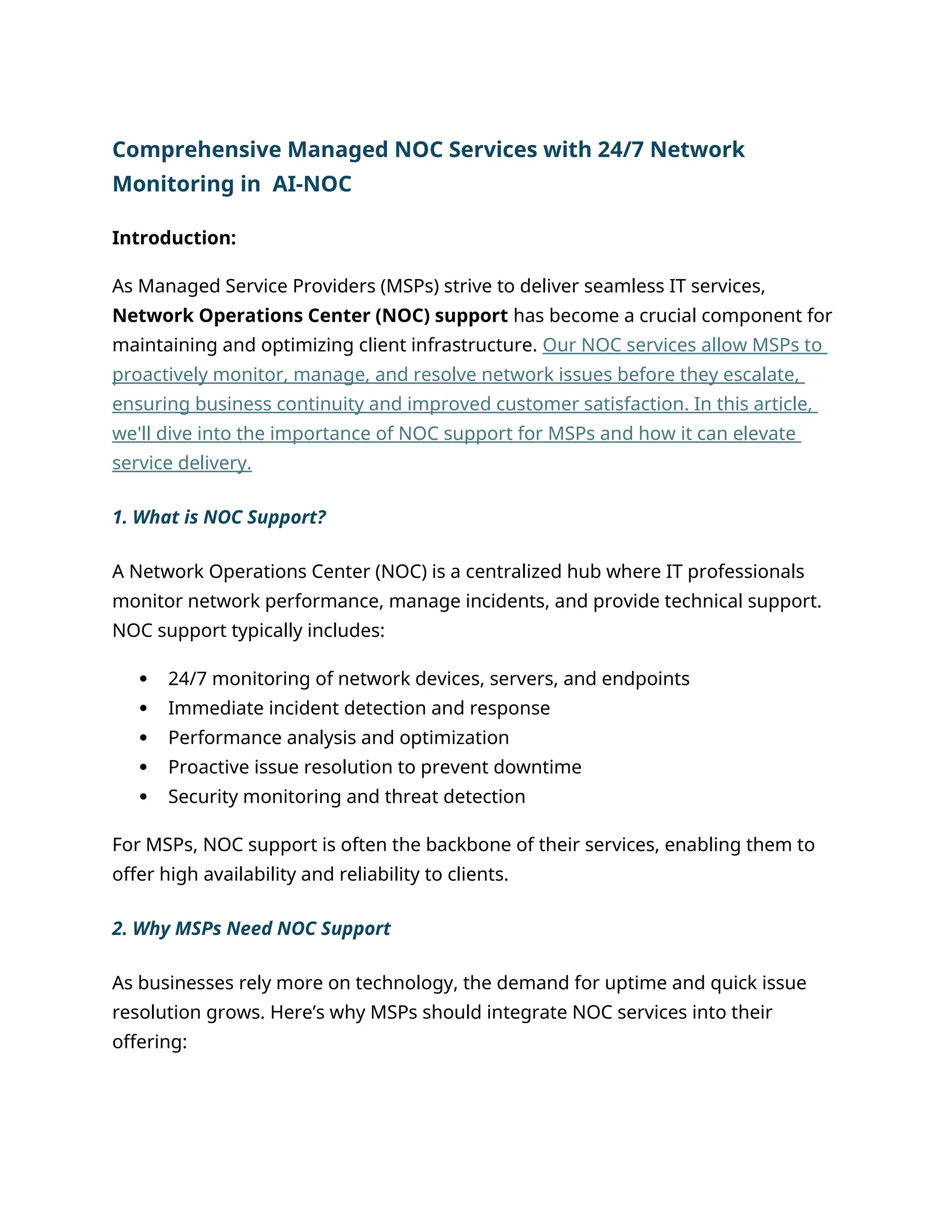 Comprehensive Managed NOC Services with Network Monitoring in AI-NOC.docx