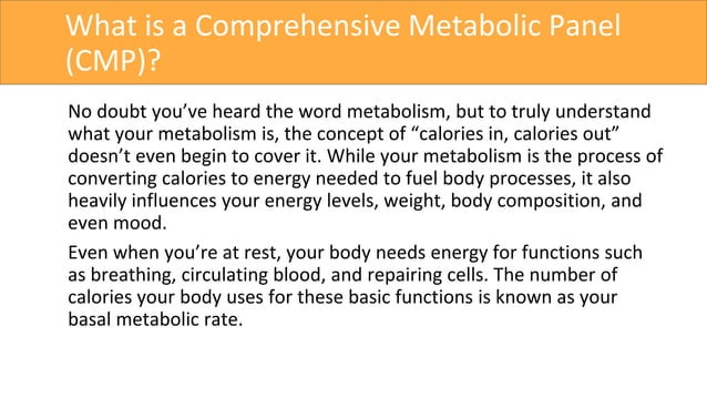 Comprehensive Metabolic panel (CMP) | PDF | Endocrine and Metabolic ...