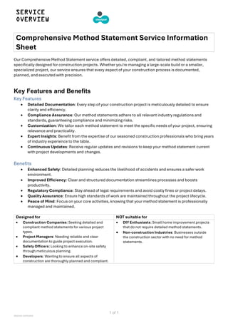 Comprehensive Method Statement Service Information Sheet - Construction ...