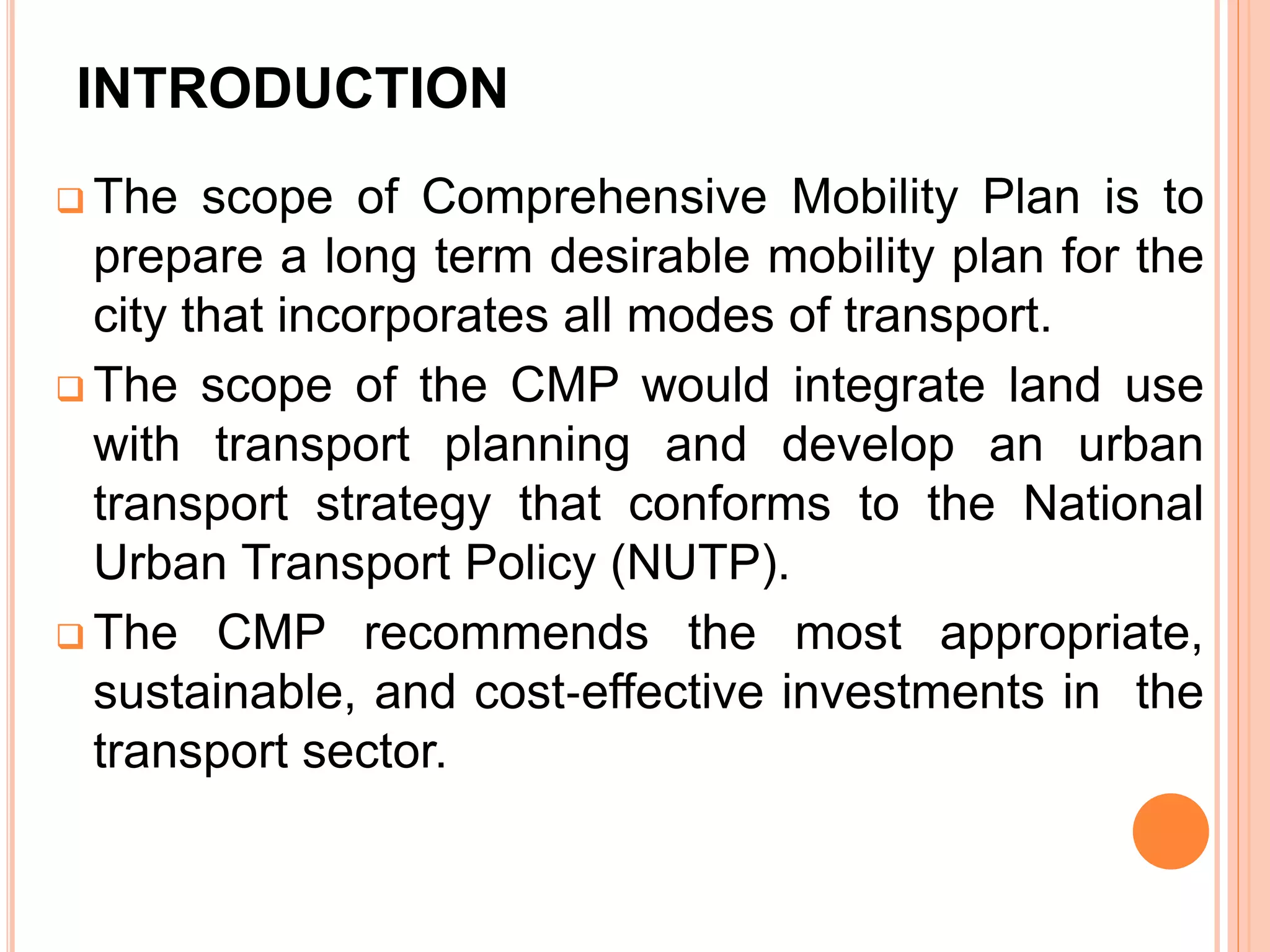 Comprehensive mobility plan , patna | PPTX