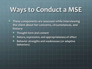 Comprehensive Mental Status Exam | PPTX