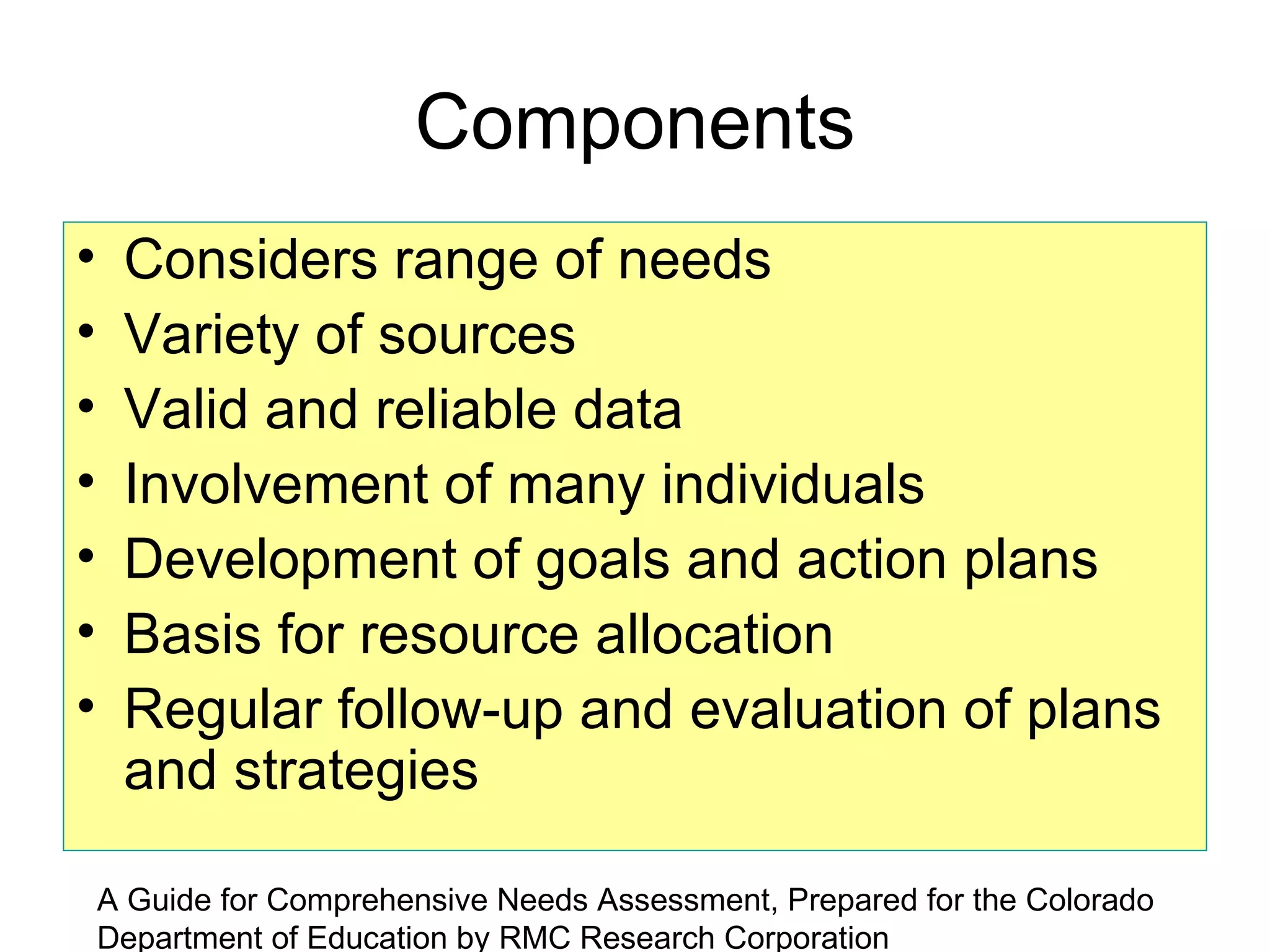 Comprehensive needs assessment | PPT