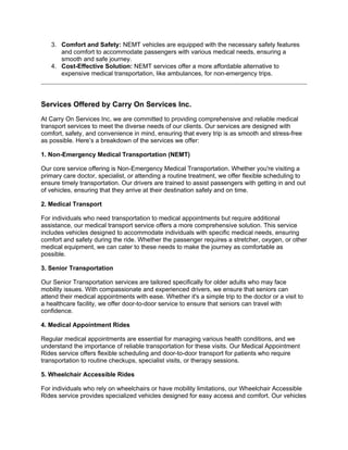 Comprehensive Non-Emergency Medical Transportation Services for Seniors ...