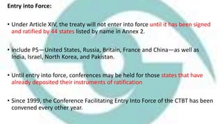 Comprehensive nuclear test ban treaty | PPT