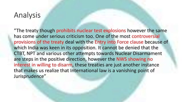 Comprehensive nuclear test ban treaty | PPT