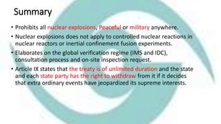 Comprehensive nuclear test ban treaty | PPT