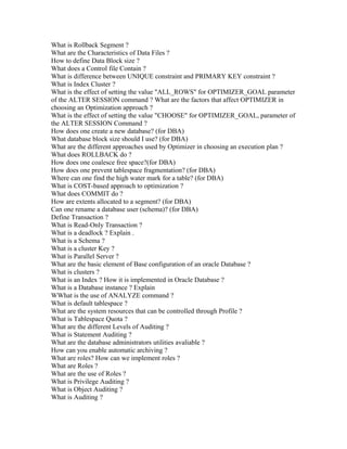Comprehensive oracle interview qs | PDF