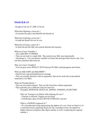 Comprehensive oracle interview qs | PDF