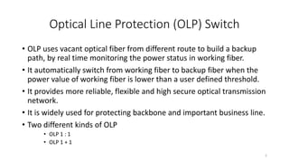 Optical line protection switch and Active Fiber Monitoring System | PPTX