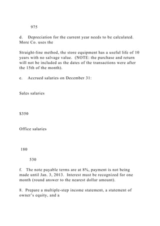 Comprehensive Problem More Co. is a merchandising business. The.docx