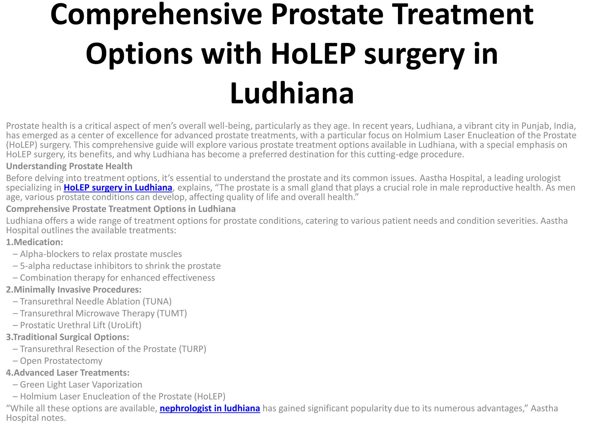 Comprehensive Prostate Treatment Options with HoLEP surgery in Ludhiana ...