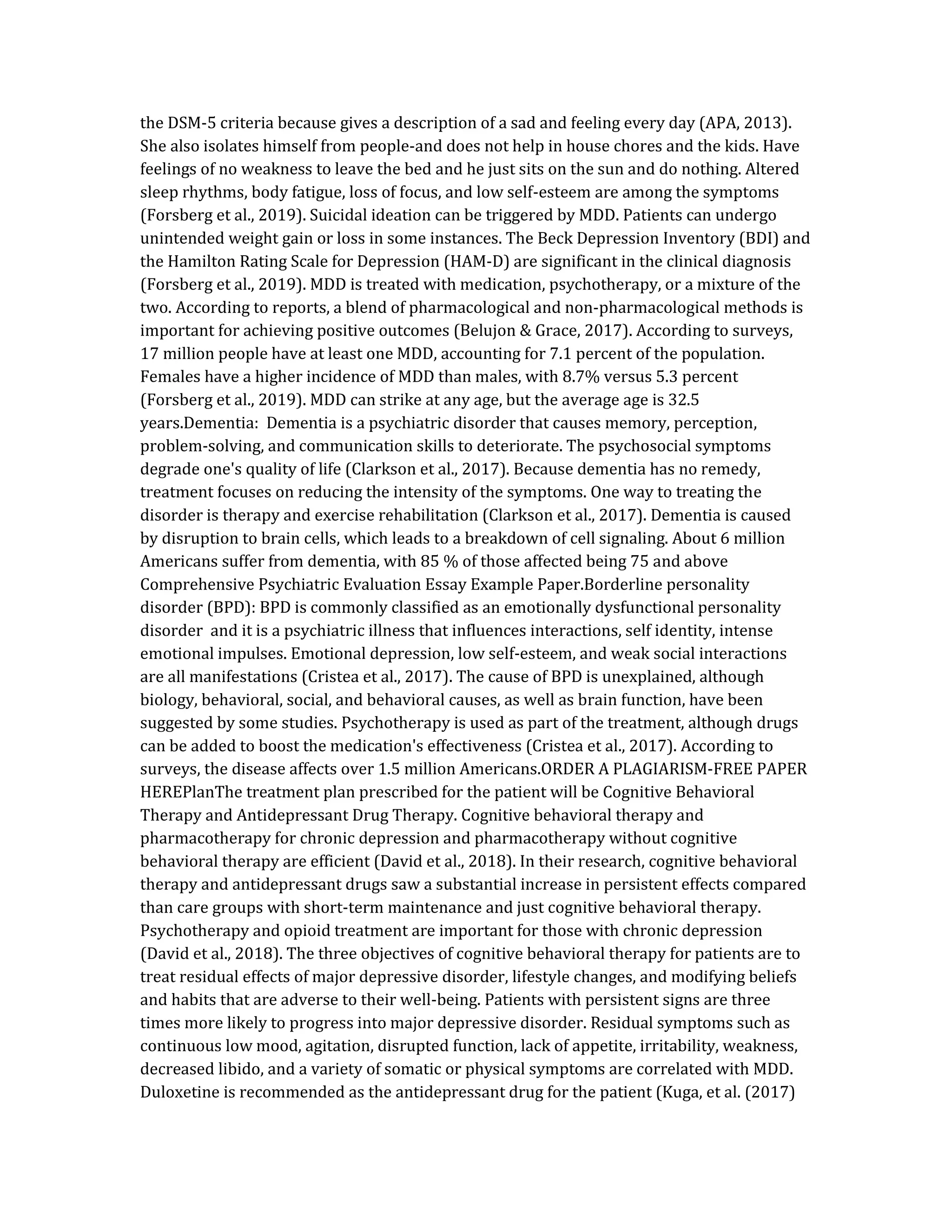 Comprehensive Psychiatric Evaluation Essay Example Paper.docx