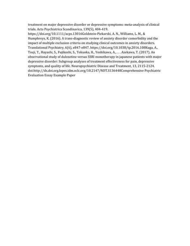 Comprehensive Psychiatric Evaluation Essay Example Paper.docx