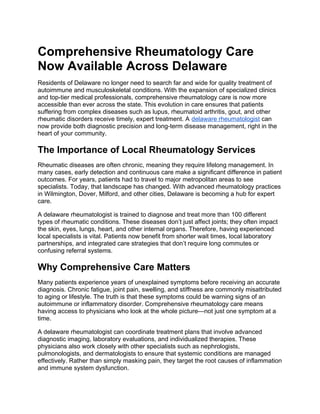 Comprehensive Rheumatology Care Now Available Across Delaware.docx