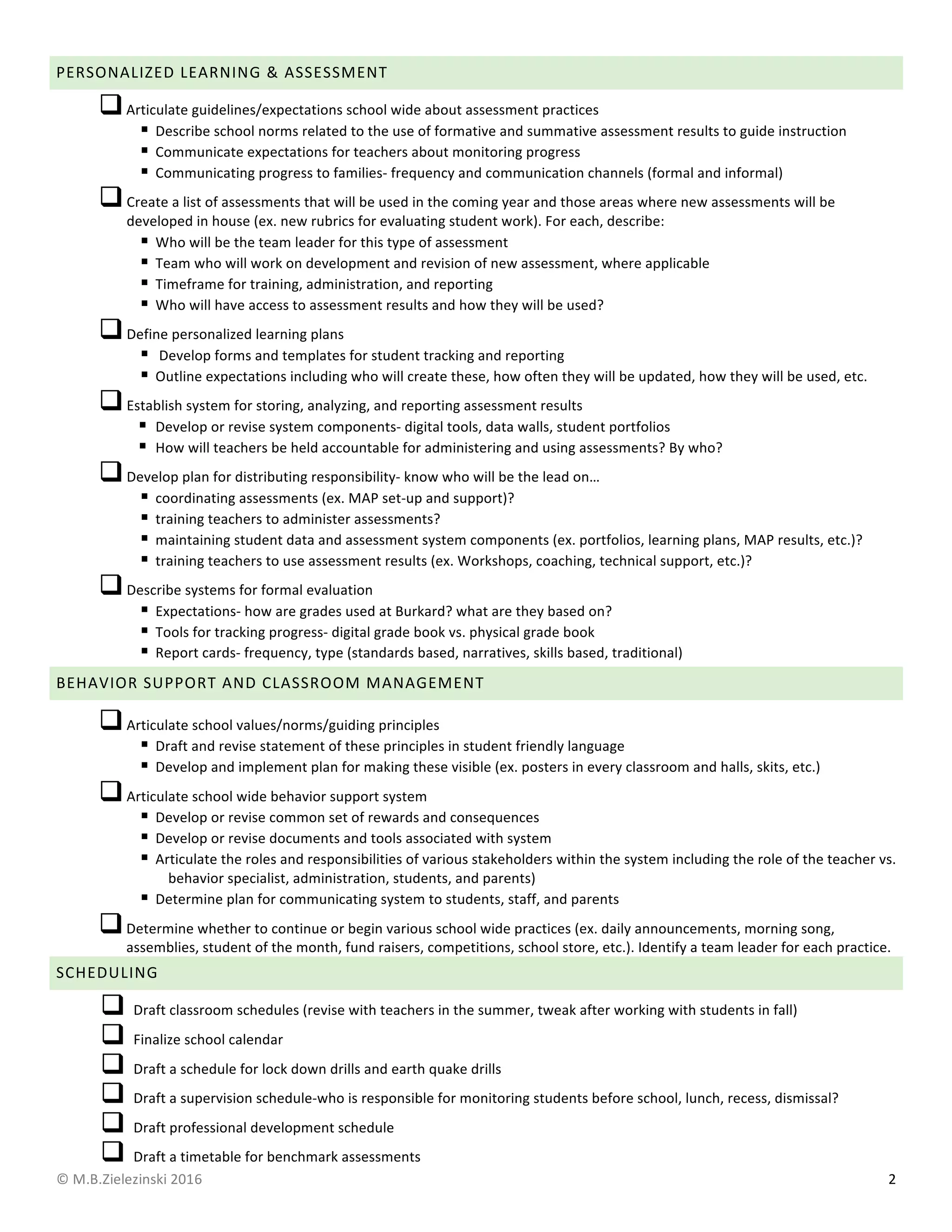 Comprehensive School Readiness Checklist ©MBZ | PDF