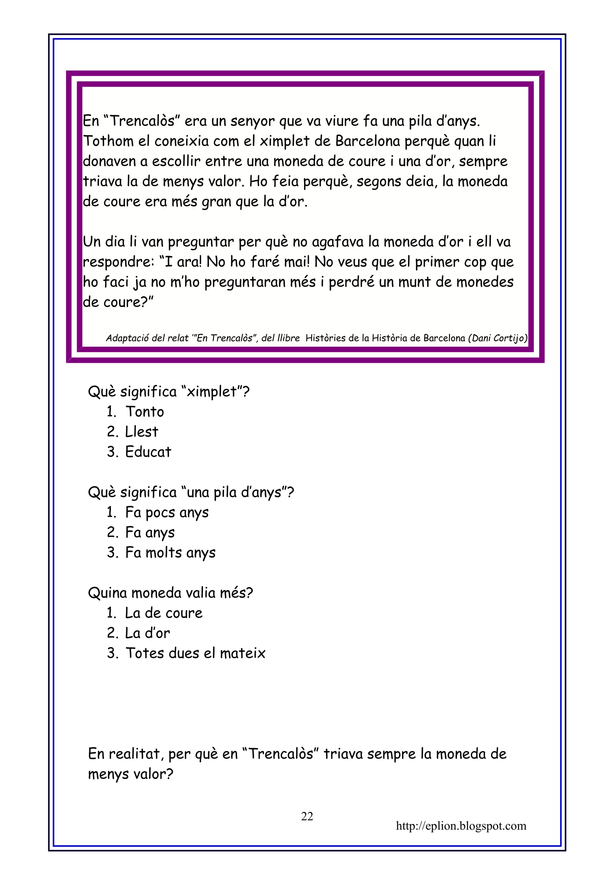 Comprensió lectora de 2n eplion | PDF