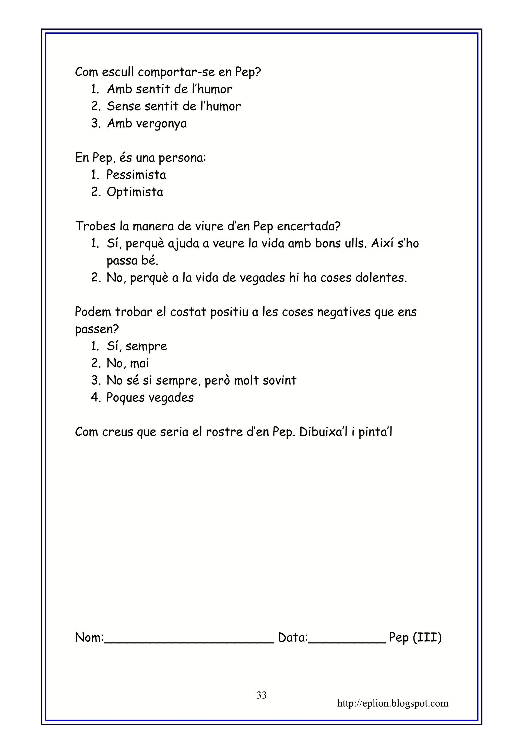 Comprensió lectora de 2n eplion | PDF