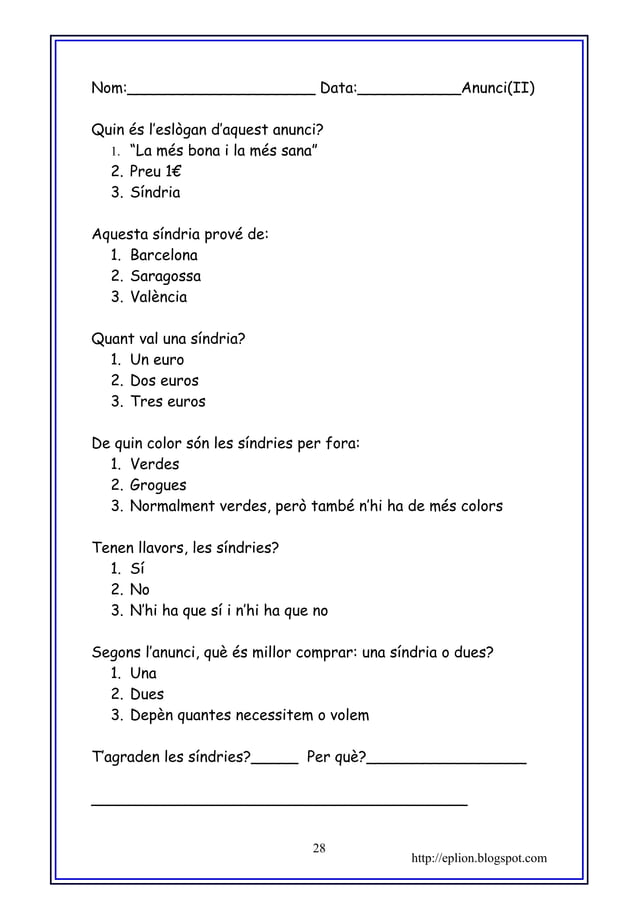 Comprensió lectora de 2n eplion | PDF